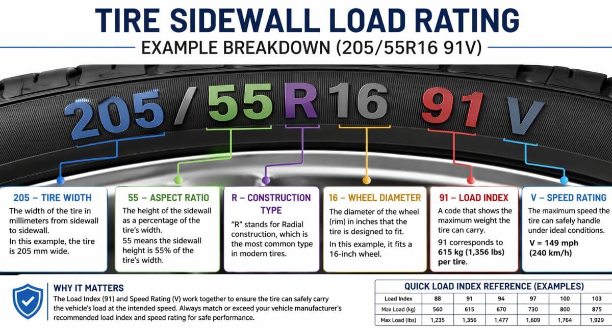 Tire Load Rating Chart: Load Index, Load Range & PSI Guide