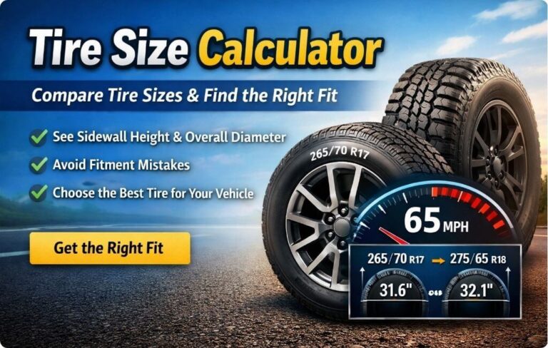 Tire Size Calculator (Free & Accurate)
