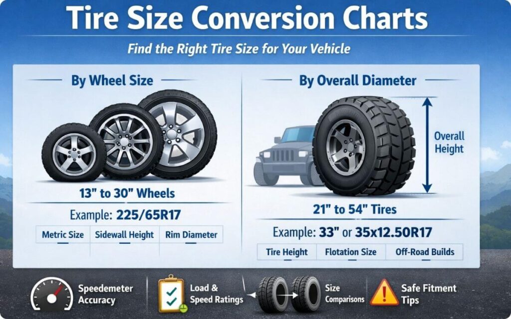 Tire Size Conversion Chart (2026) – Fast & Accurate